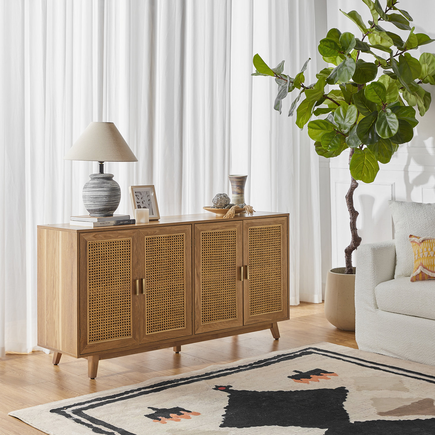 Kelly Clarkson Home Emily 56.8 Rattan TV Stand With Storage Reviews Wayfair